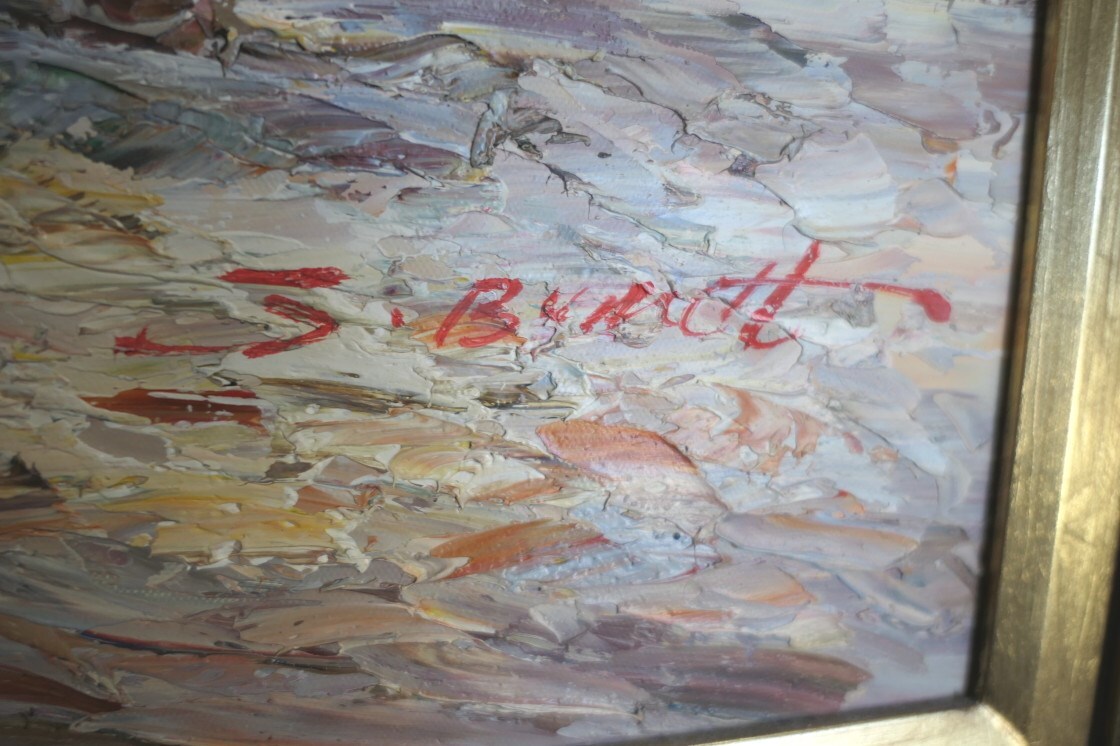 J Burnett Artist Paris France Street Scene Oil Painting on Canvas ...