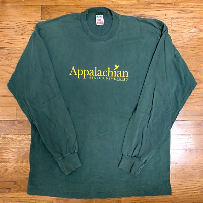 Vtg Appalachian App State T-Shirt Spell Out Script Logo Single Stitch ...