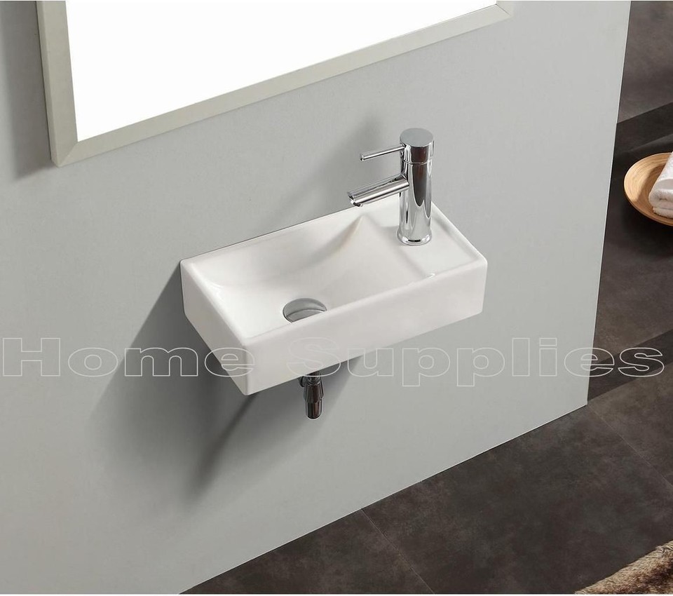 Bathroom Basin Sink Hand Wash Counter Top or Wall Mounted Hung Ceramic ...