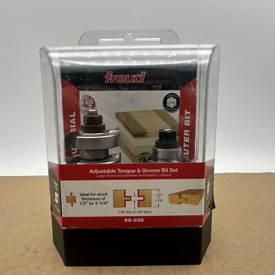 Freud 99-036 2 PIECE 1-3/4" Adjustable Tongue & Groove Bit Set CARBIDE ...