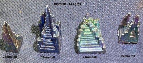 BISMUTH, 44.4gms, 4pcs, BRIGHT SHINY SPECIMENS, * NATURAL *, USA SELLER ...