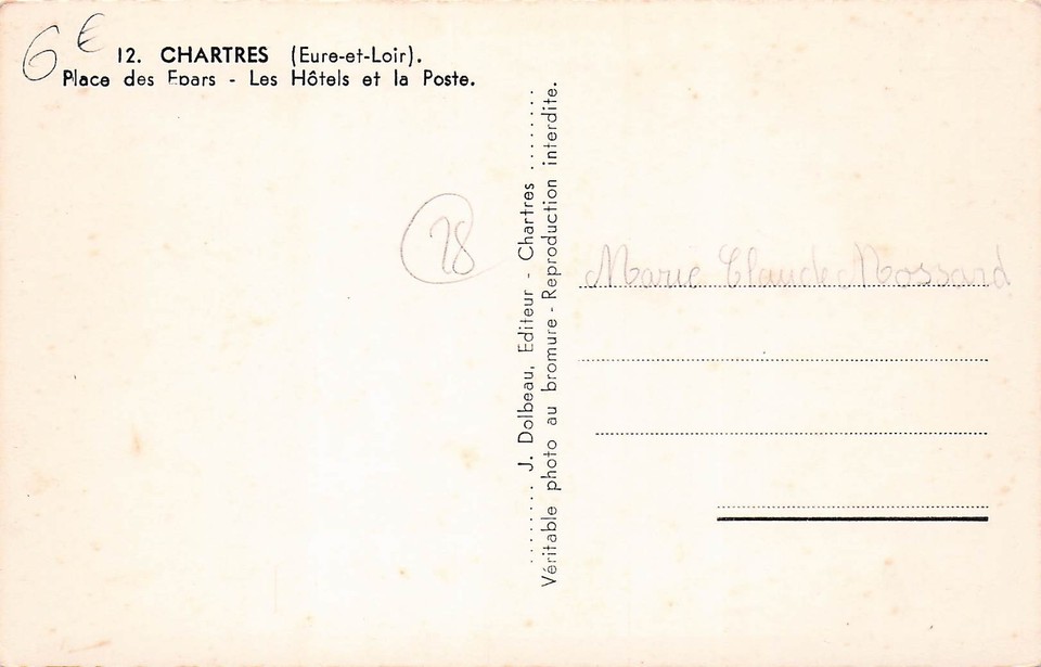 28 CHARTRES PLACE DES EPARS LES HOTELS ET LA POSTE | eBay
