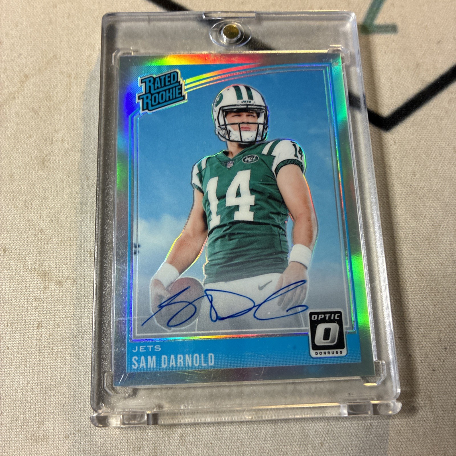 2018 Donruss Optic Sam Darnold Rated Rookie On Card Auto Holo /99 READ ...
