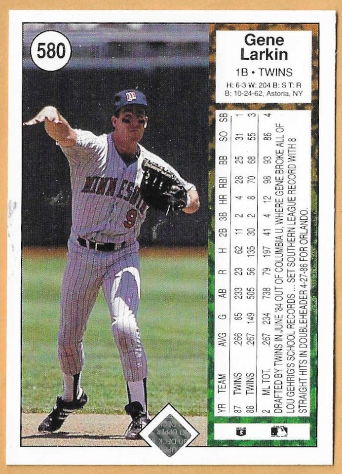 GENE LARKIN MINNESOTA TWINS #580 - UPPER DECK NM-MT 1989 | eBay