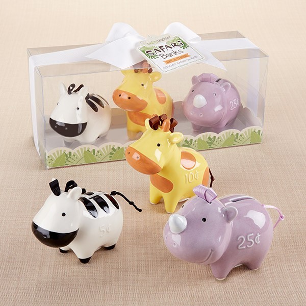 Bank Buddies 3-Piece Safari Bank Gift Set Baby Shower Gift | eBay