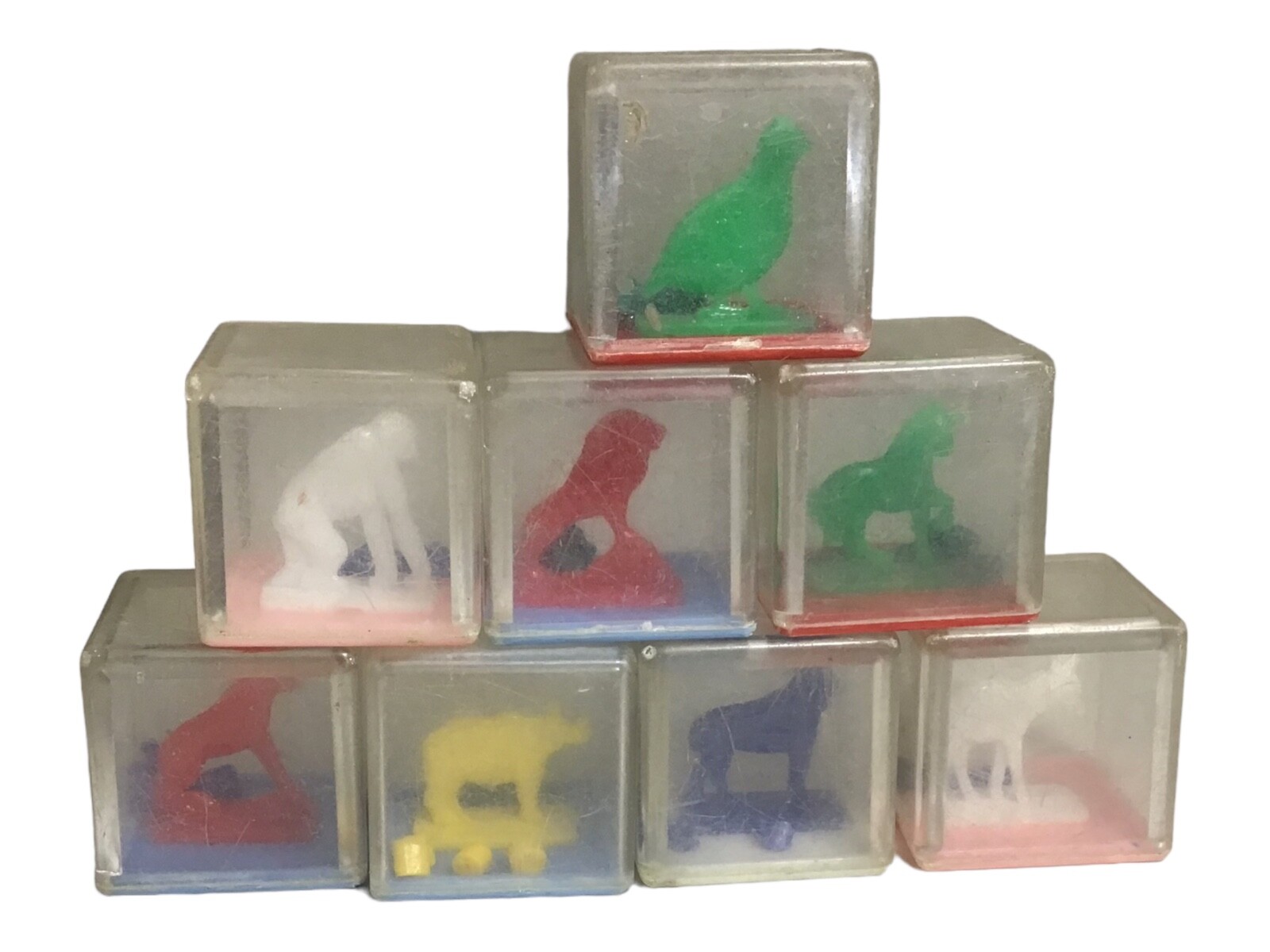 Lot of 8 Vintage Children’s Plastic Rattle Blocks With Animals Toy ...
