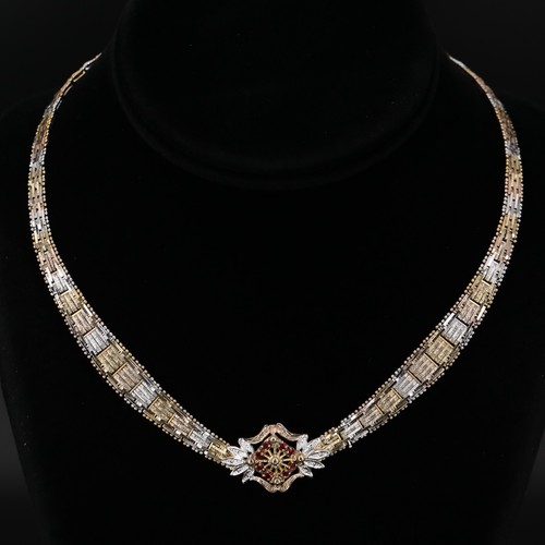 Sterling Silver - ITALY Red Rhinestone 17" Tri-Color Riccio Chain ...