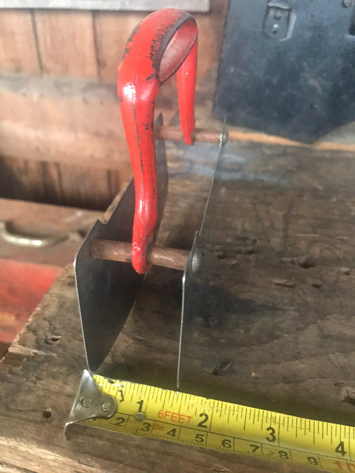 Red Handle Metal Double Chopper Stainless Blade Industrial Style | eBay