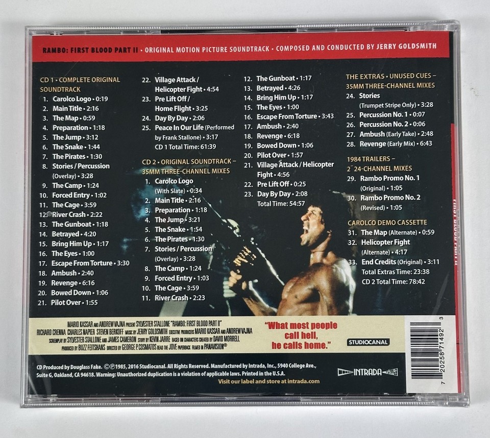 Rambo: First Blood Part II (1985) Soundtrack Score Jerry Goldsmith 2x ...