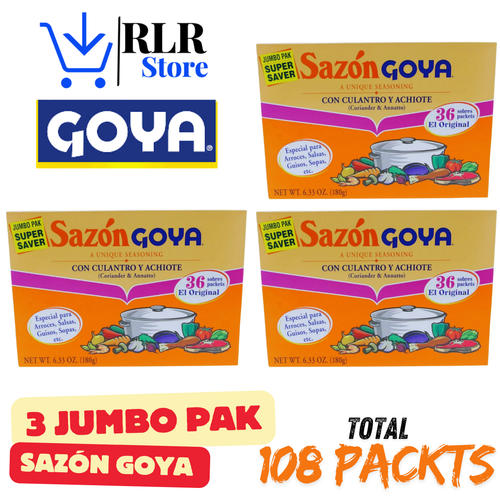 Sazón Goya 3 Jumbo Packs (108 Packets) Coriander & Annatto – Flavorful ...