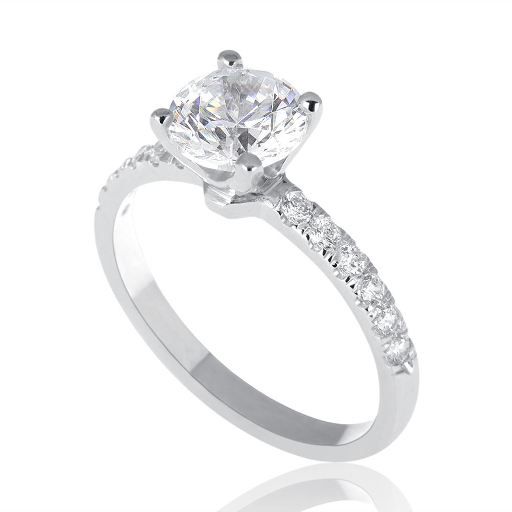 New 14K White Gold Round Cut Lab Created Diamond Engagement Ring 6.09 ...