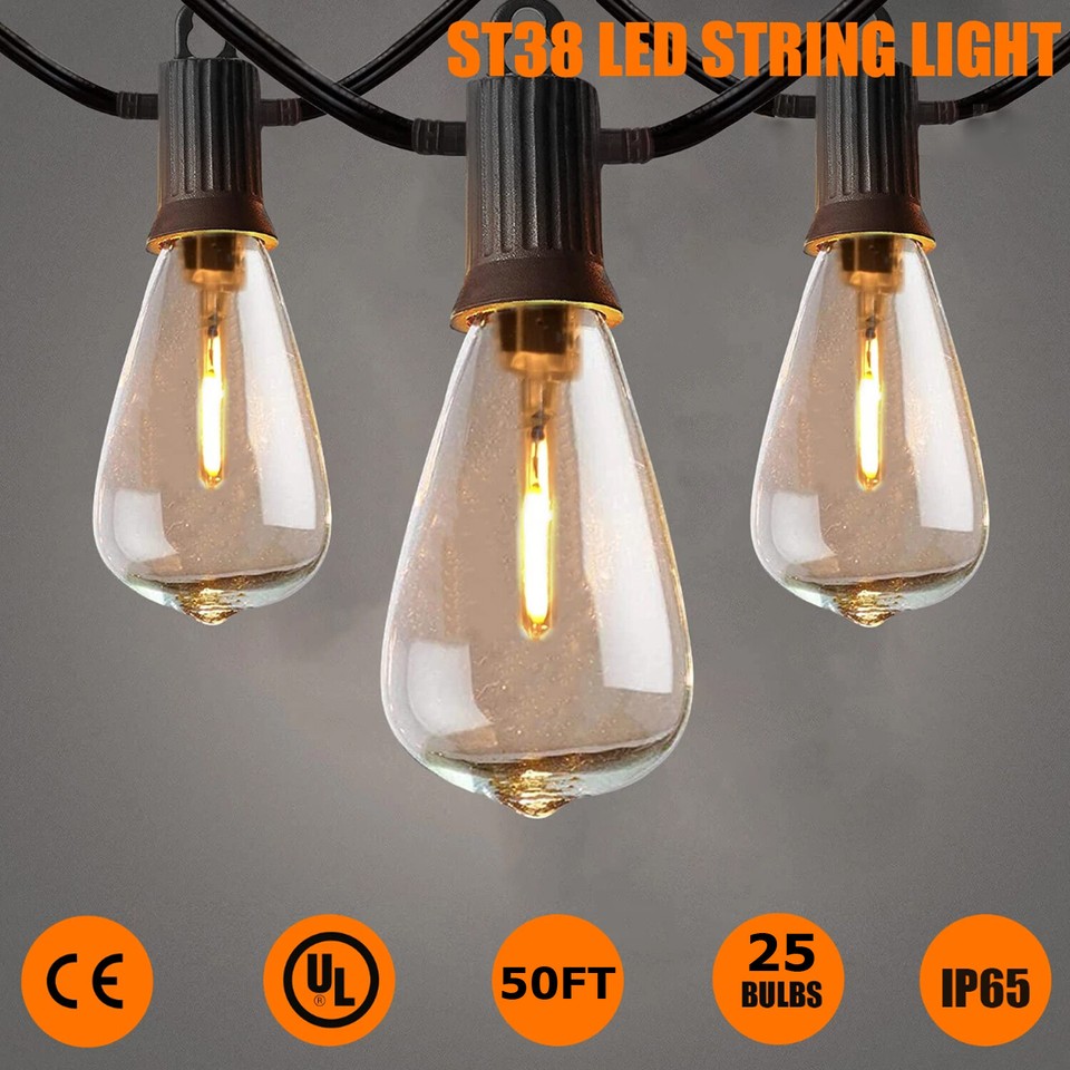 50FT 100FT ST38 Outdoor String Lights, with Waterproof Led Edison ...