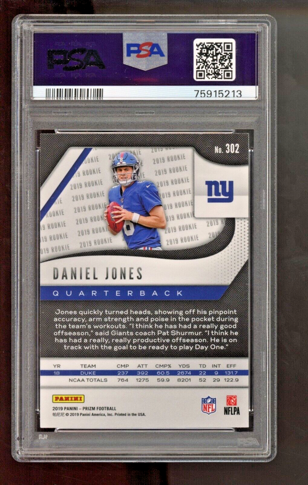 2019 Panini Prizm DANIEL JONES ROOKIE RC #302 PSA 10 GIANTS | eBay