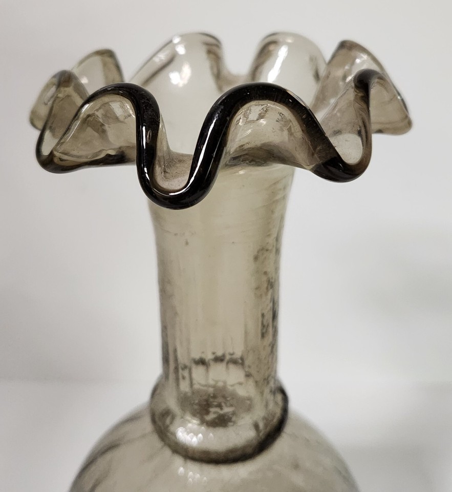 Vintage Smokey Glass Steam Engine/Train Ruffle Vase | eBay