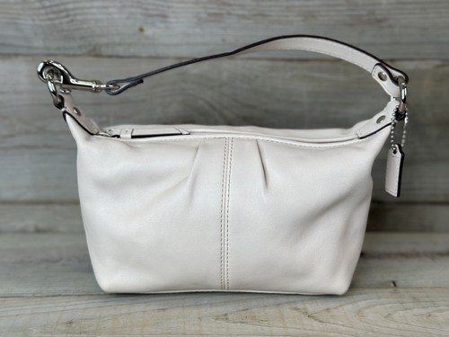 COACH Ivory Soft Leather Pleated Small Demi Bag Purse Baguette SO CUTE ...