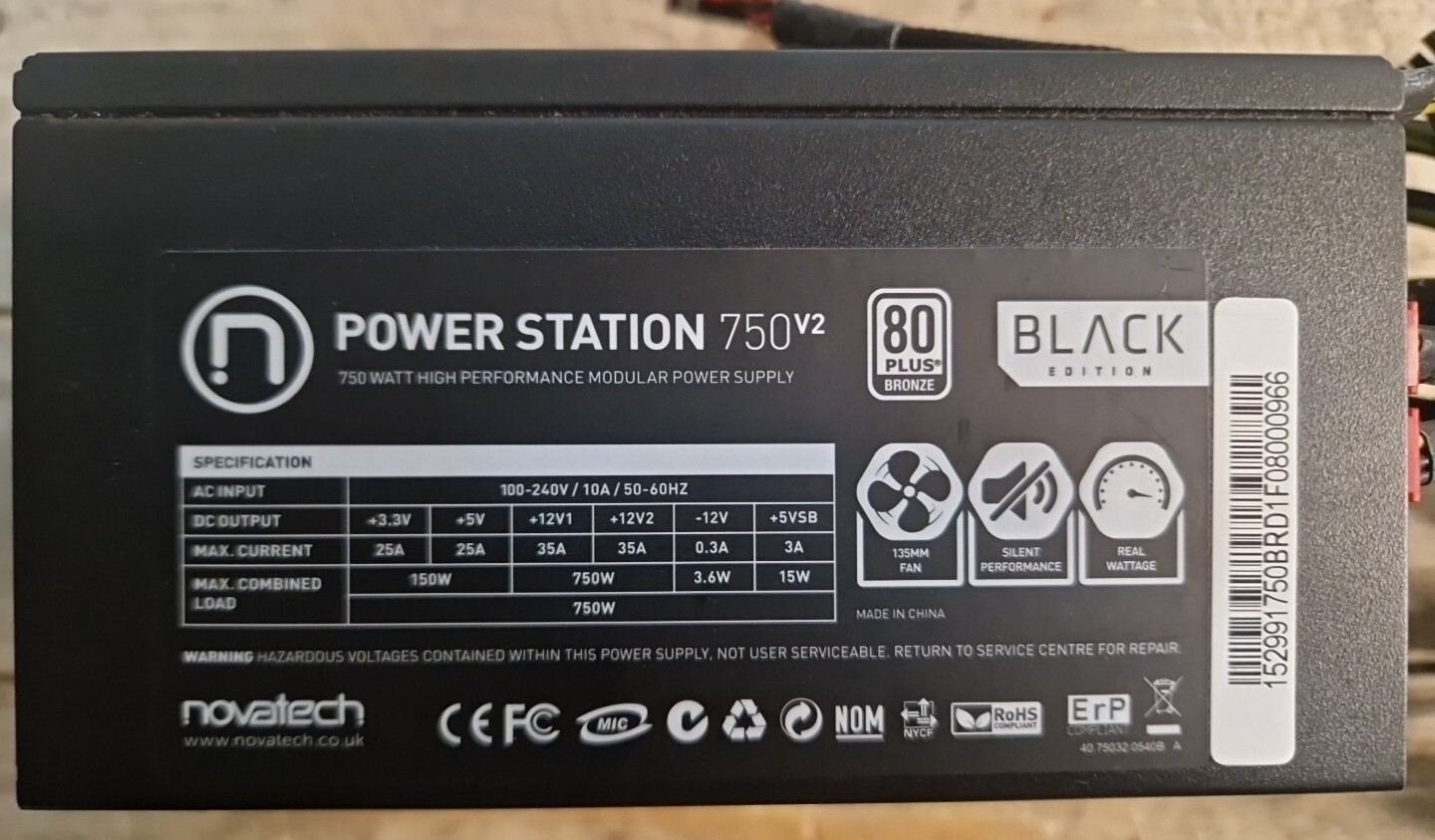 Novatech 750w V2 Modular Power supply 80 | Grelly UK