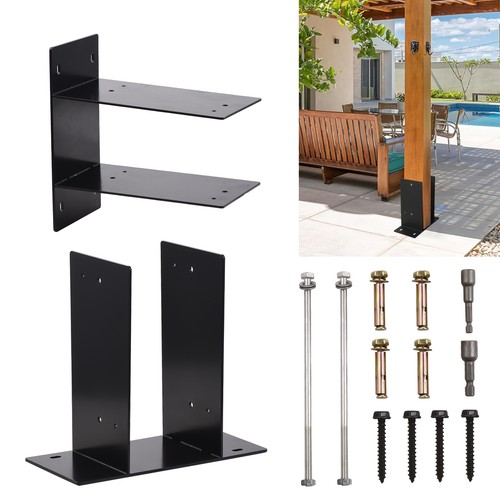 2-4pcs 4X 4in Deck Post Base Heavy Duty Steel Black Railing Post ...