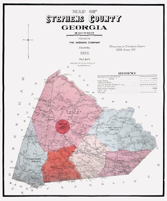 1911 Map of Stephens County Georgia | eBay