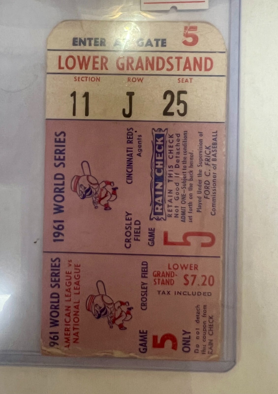 1961 World Series Game 5 ticket stub Cincinnati Reds Yankees Crosley ...