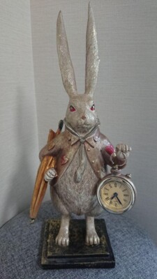 Alice In Wonderland White Rabbit Clock Statue Antique Style New From ...