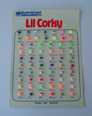 Lil Corky Display 62 Bead Fishing Float Color Chart Wordens Lures ...