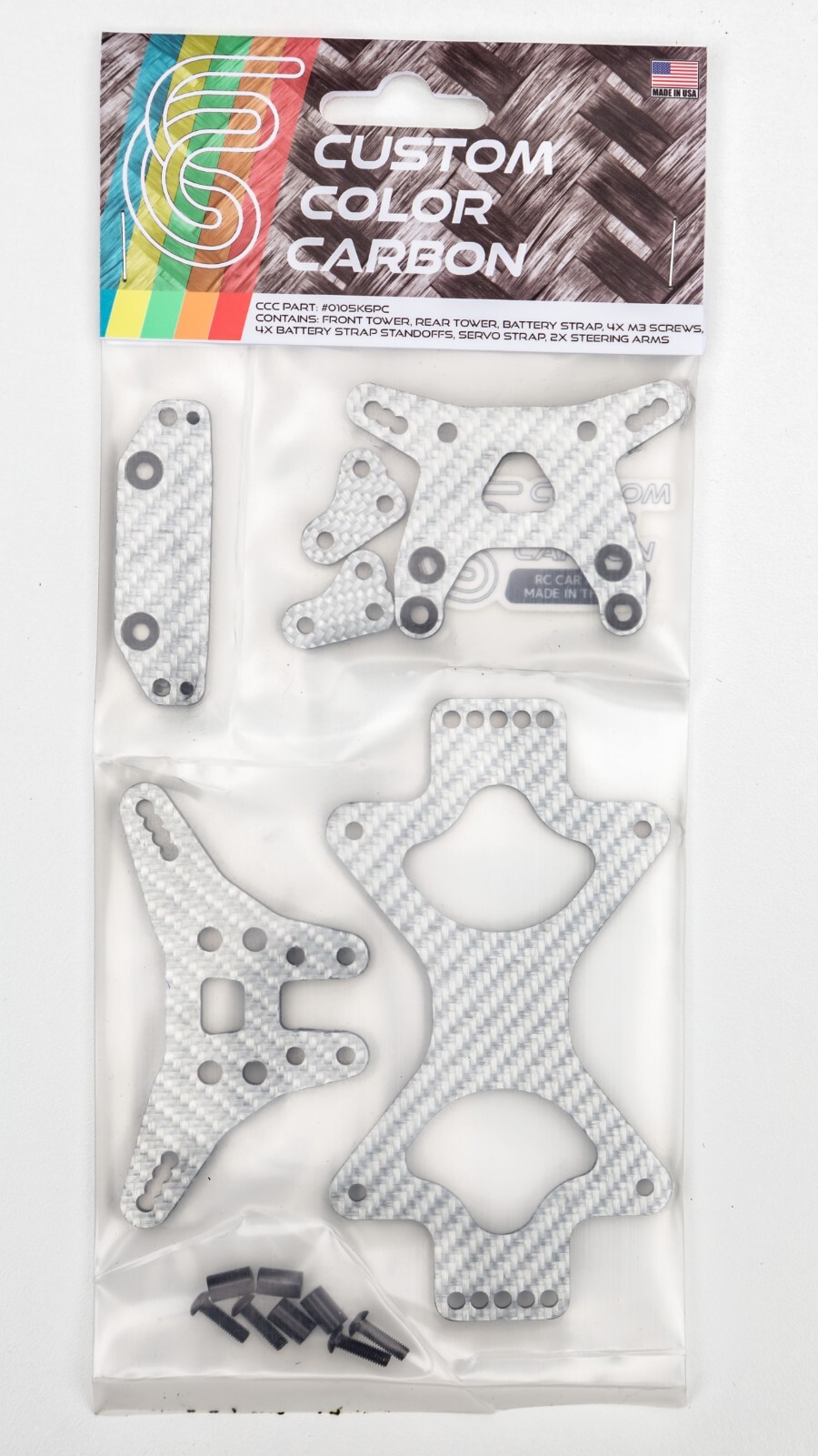 Team Associated RC10 B6.4 Silver Custom Color Carbon Fiber Kit 6pc with ...