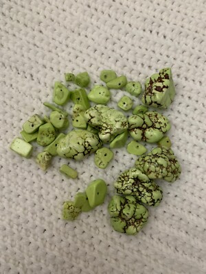 NEW Lot of 36 Chartreuse Green Stone Beads for Jewelry Making, Various ...
