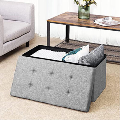 Folding Ottoman Storage Box Pouffe Seat Stool Home Chair Foot stool ...