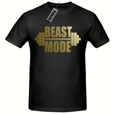Gold Beast Mode T shirt, Gym T shirt, Funny Novelty T shirt, Mens t ...