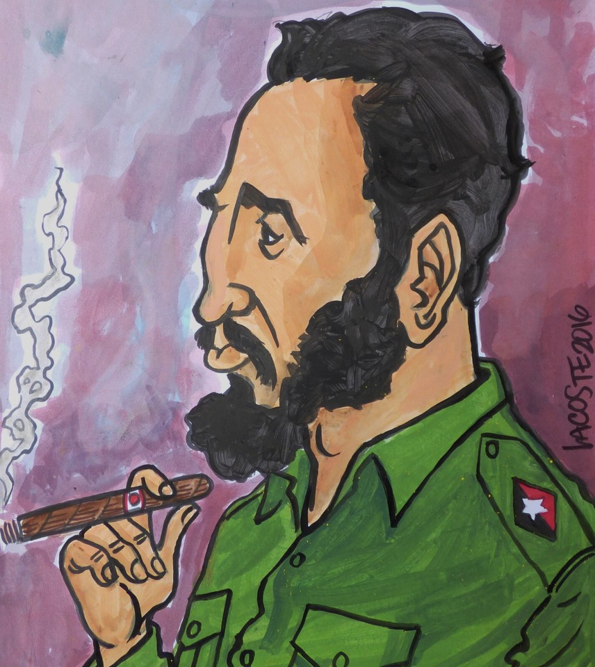 FIDEL CASTRO With Cigar / Drawing by LACOSTE from CUBAN POSTER GALLERY ...