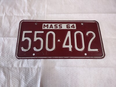 Vintage Mass. 1964 -65 License Plate 550-402 1965 442 | eBay