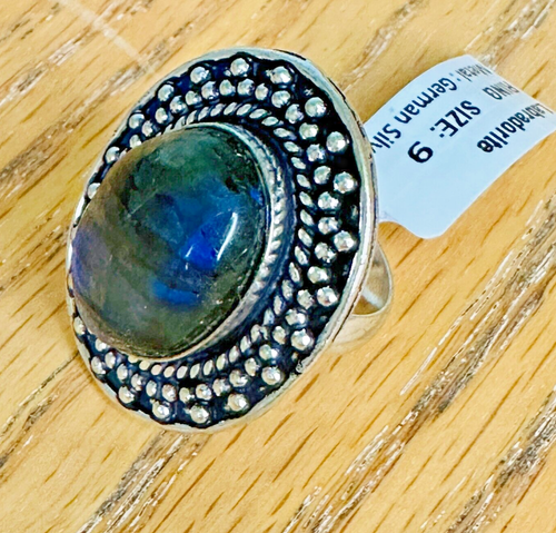 Labradorite Real Gemstone Ring Large 1.25 Inches Ornate Setting Ring ...