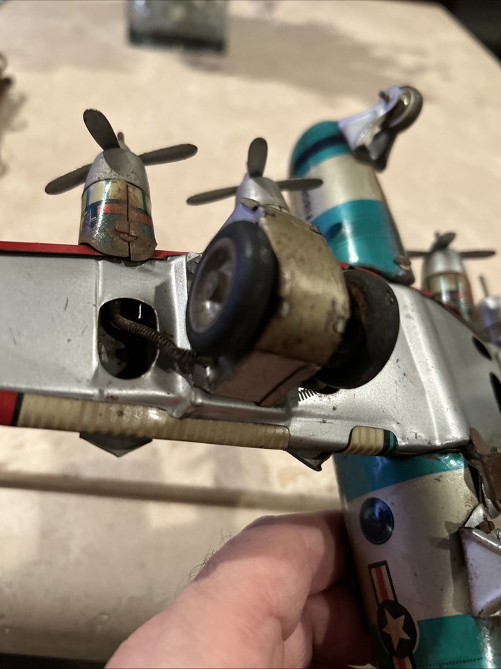 1950s Japan Yonezawa Tin Friction U.S. Airforce BK-270 4-Prop Bomber Airplane UP | eBay