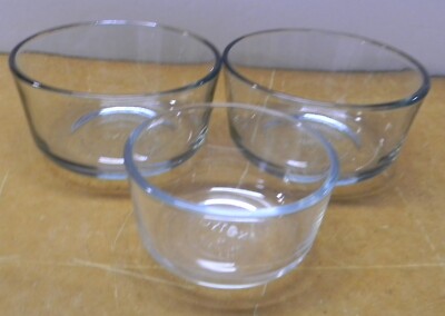 3 PYREX BOWLS - 2 Pyrex 7200 2 Cup & 1 Pyrex 7202A 1 cup Clear Round ...