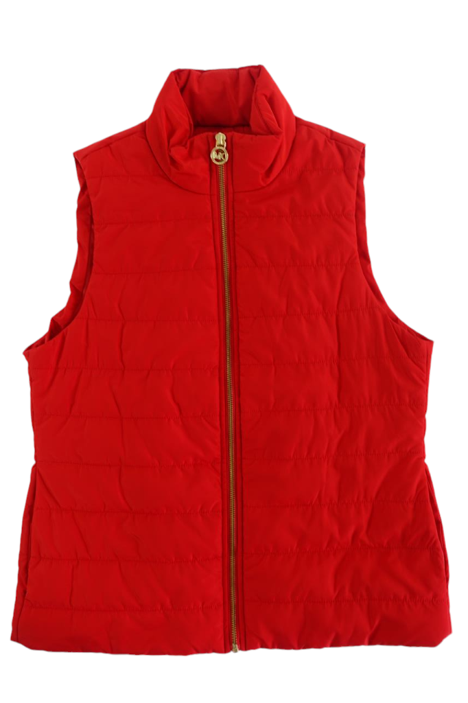 Michael Kors NEW Quilted Red Vest Womens Medium Sleeveless Puffer ...