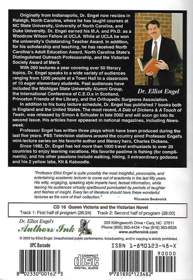 Queen Victoria and the Victorian Novel by Professor Elliot Engel (CD ...