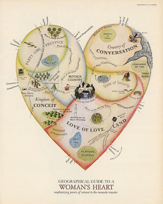 GEOGRAPHICAL GUIDE TO A WOMAN'S HEART PICTORIAL ART POSTER | eBay