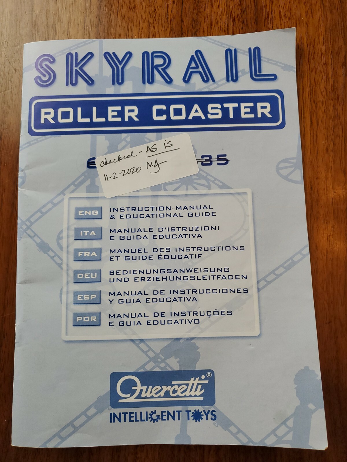 Quercetti Skyrail Roller Coaster Album Instructions 6430 - 6435 for ...
