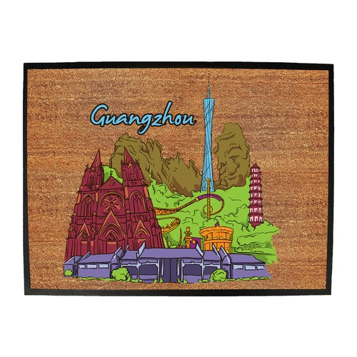 Guangzhou China Country Flag Destination - Mancave Home Novelty Doormat ...