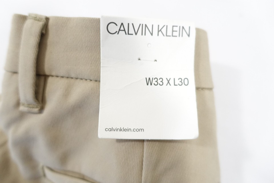 CALVIN KLEIN CK BEIGE KHAKI 33X30 MODERN STRETCH CHINO PANTS MENS ...