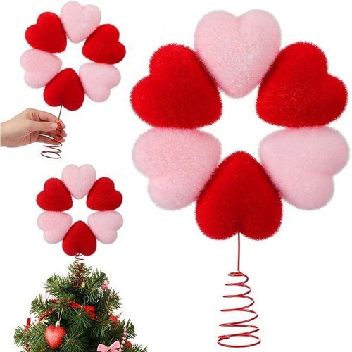 Heart Tree Decoration Valentine's Day Flocking Foam Metal Heart Shape ...