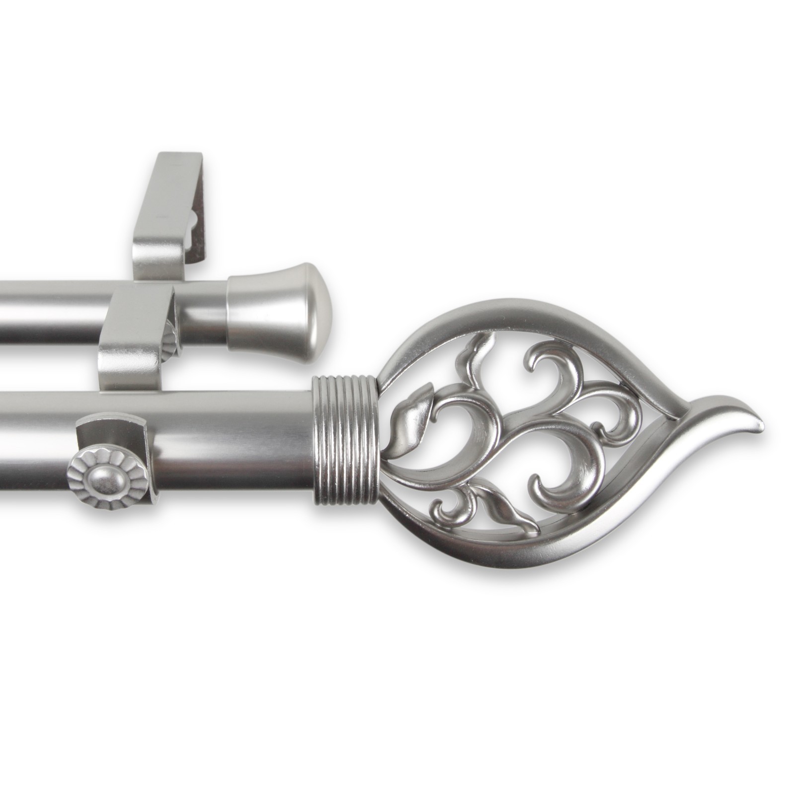 Dahlia 1" Double Curtain Rod Adjustable Drapery Rod 28-240" (5 sizes, 4 ...