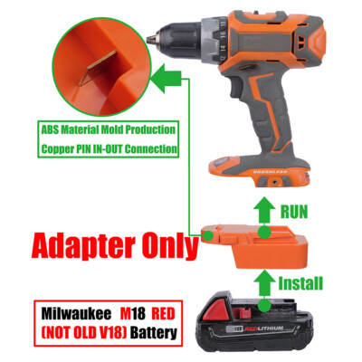 1x for Milwaukee M18 Li-Ion Battery To fits Ridgid 18V Tool Adapter ...