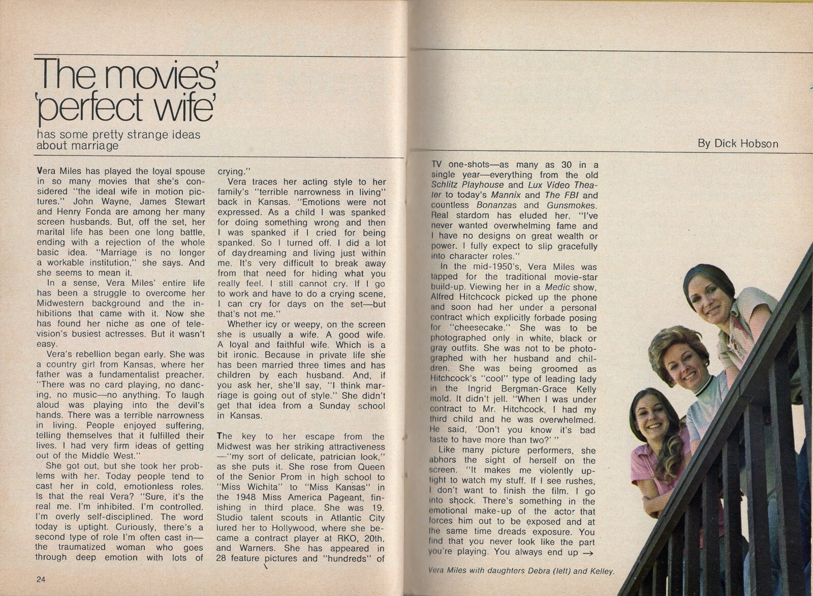 1972 TV ARTICLE ~ VERA MILES WITH DAUGHTERS KELLEY & DEBRA Movies ...