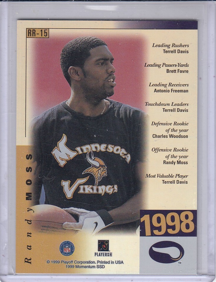 RANDY MOSS 1999 Playoff Momentum SSD Rookie Recall #15 Vikings | eBay