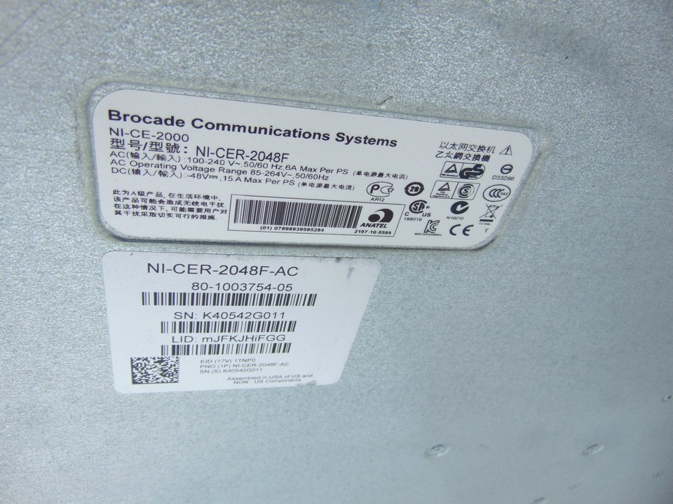 Brocade NI-CER-2048F-AC 48-Port Router with ADV_SVCS_PREM LIC | eBay