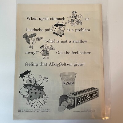 Flinstones Alka-Seltzer: Vintage ABC Cartoon Print Advertisement 1916 ...