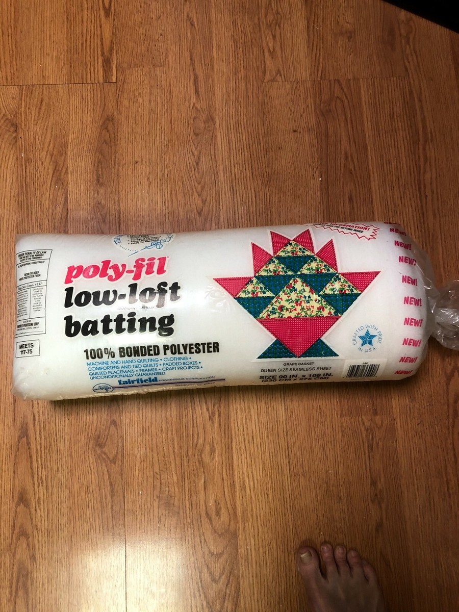Queen Size Quilt Batting 90x108 Fairfield Low-Loft Polyester Batting ...