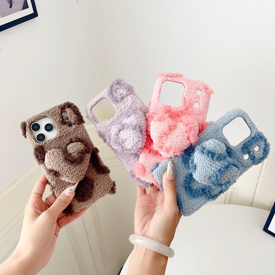 Girly Women 3D Rabbit Fur Bunny Heart Soft Fluffy Case Cover For iPhone ...
