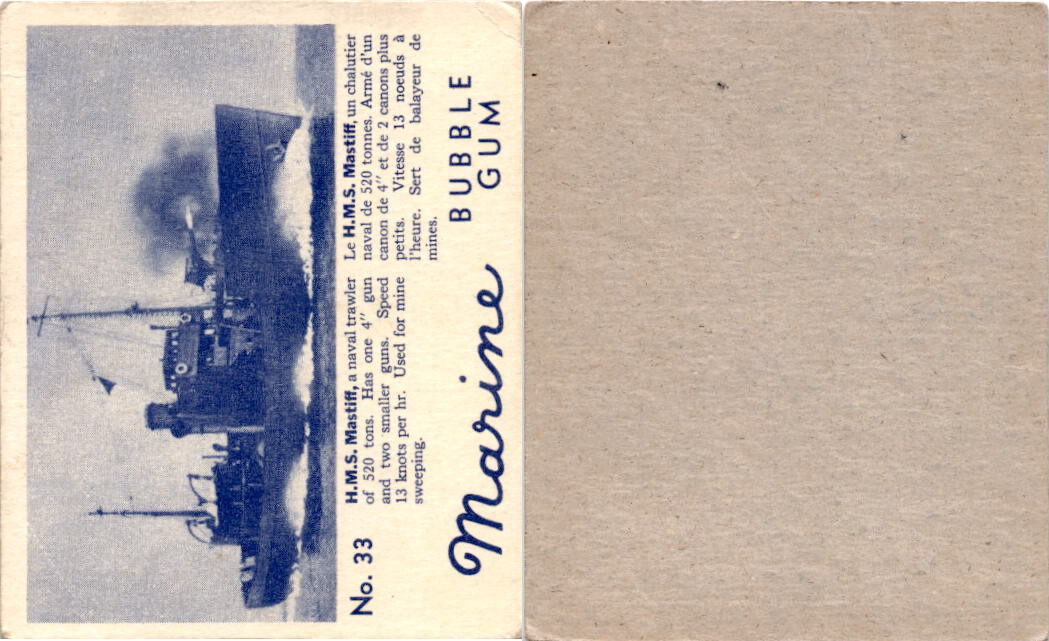 V403-1 World Wide, Marine Bubble Gum, 1944, #33 HMS Mastiff | eBay